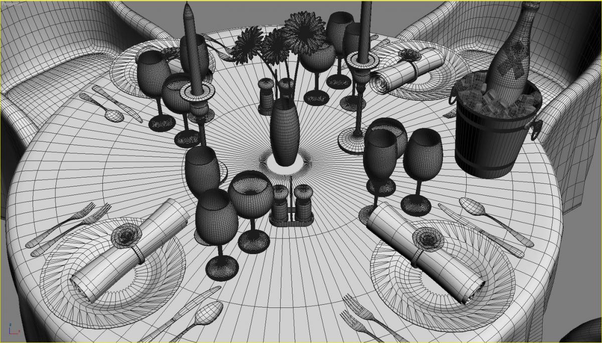 The Restaurant table complete set 3d model | Best Of 3d Models